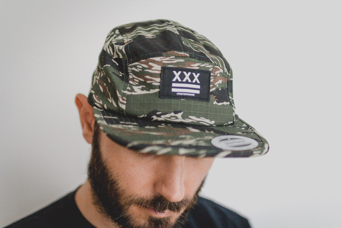 Straight Edge Flag 5-Panel Hat in Tiger Camo - Straight Edge Headwear ...