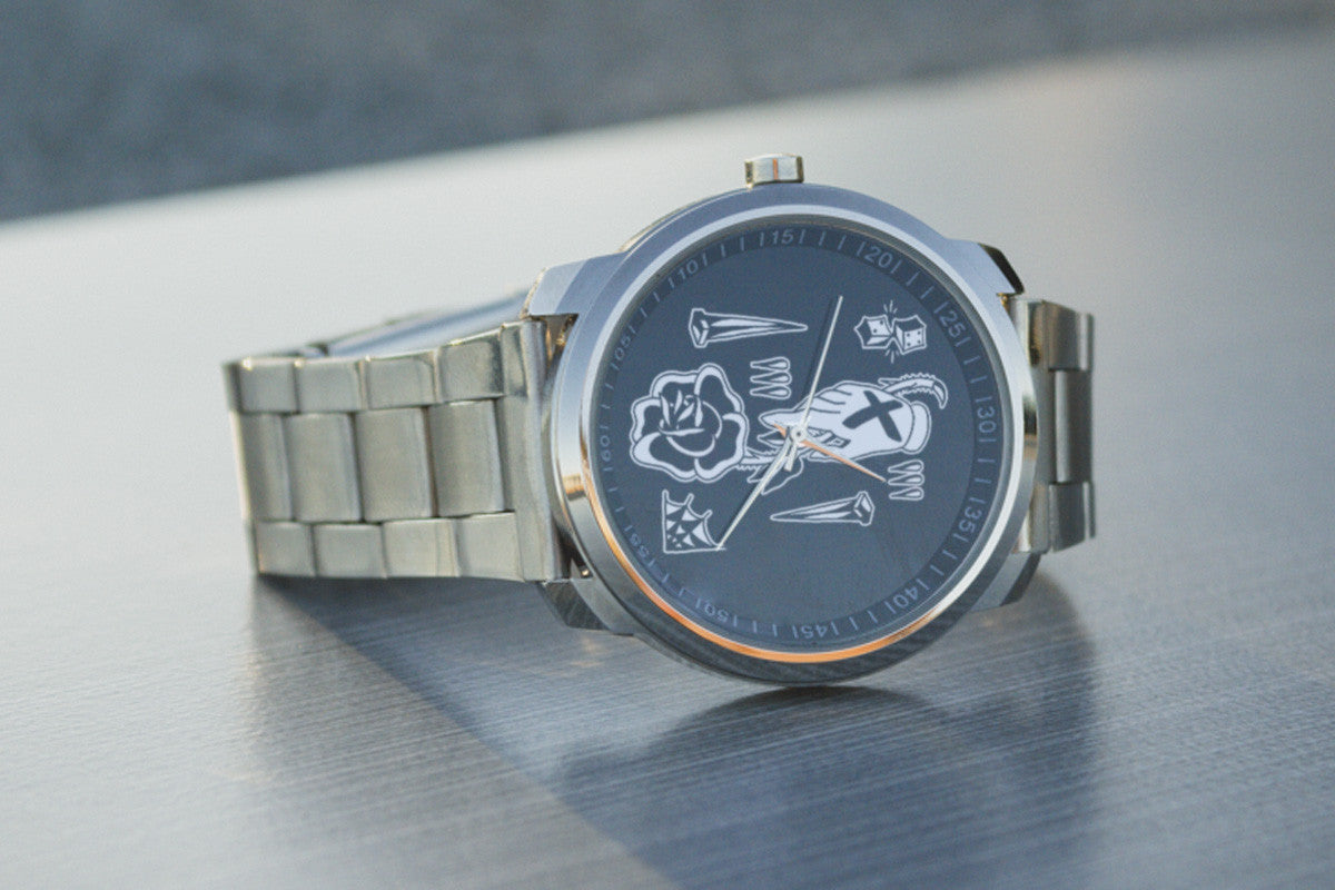 Rose In Hand Stainless Steel Watch – STRAIGHTEDGEWORLDWIDE